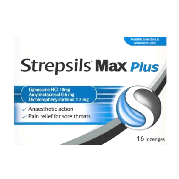 STREPSILS MAX PLUS LOZENGES 16'S (LIGNOCAINE HCL, AMYLMETACRESOL ...