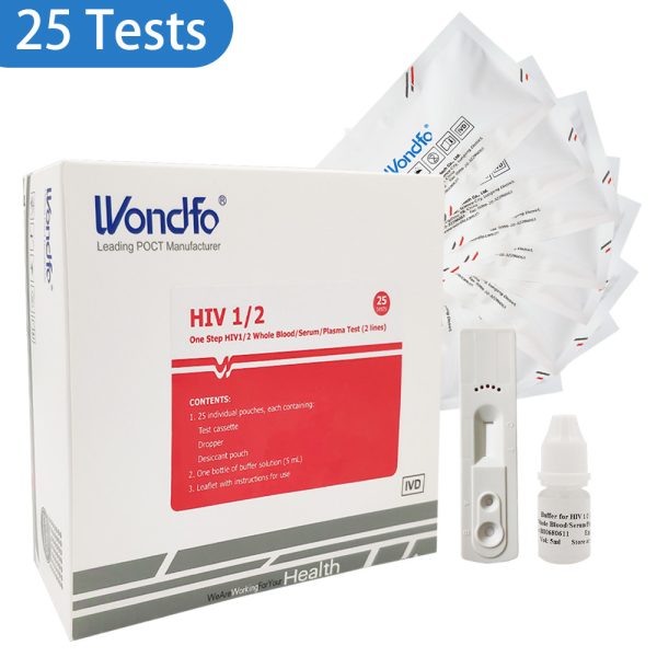 WONDFO HIV 1/2 WHOLE BLOOD TEST (25'S TEST) SHARED BUFFER - sabahcarepharma