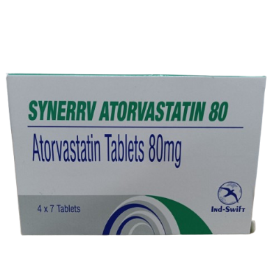 SYNERRV ATORVASTATIN 80MG TABLET 4 X 7'S (ATORVASTATIN) - sabahcarepharma
