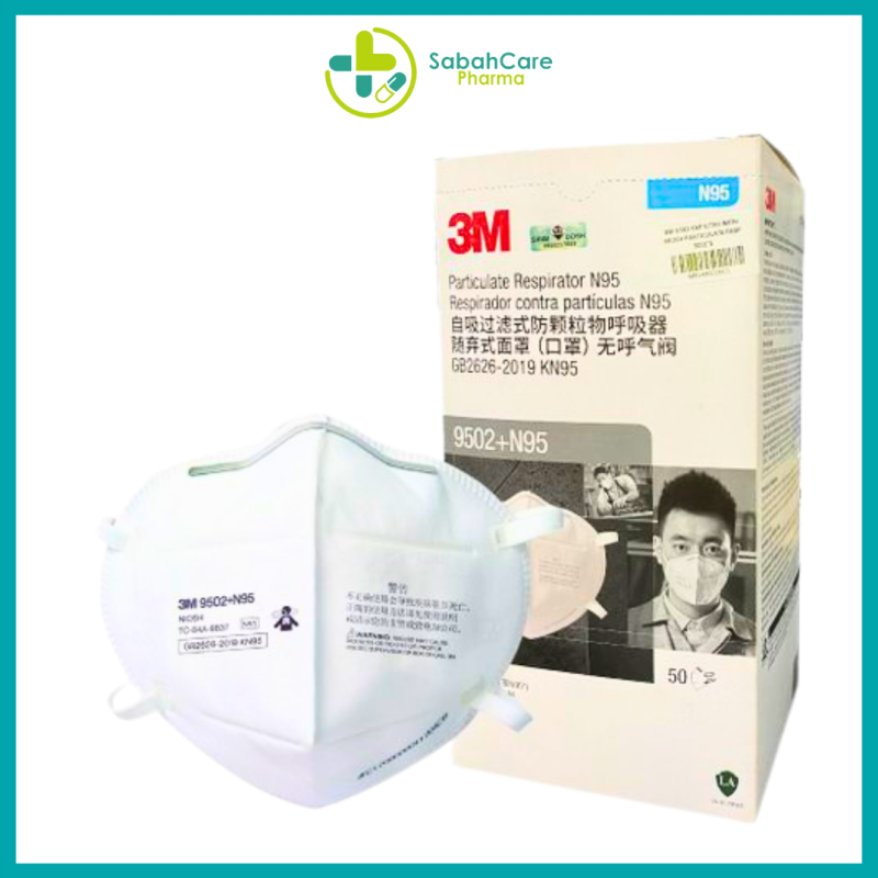 3M 9501+(EAR-LOOP) / 9502+(HEADLOOP) KN95 PARTICULATE RESPIRATOR MASK 1 ...
