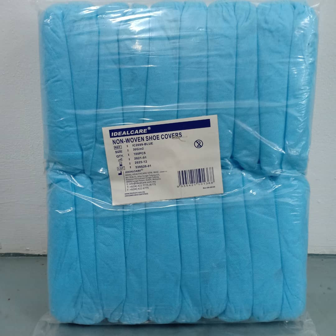 IDEALCARE DISPOSABLE NON-WOVEN SHOE COVERS PP 30GSM (NON-STERILE) BLUE ...